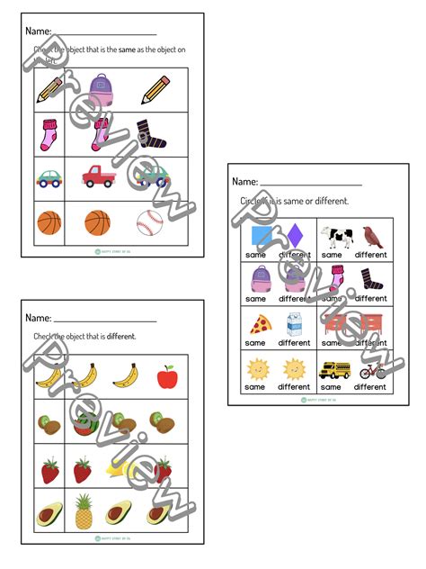 Free Printable Preschool Worksheets Match Same Objects 2 Worksheets