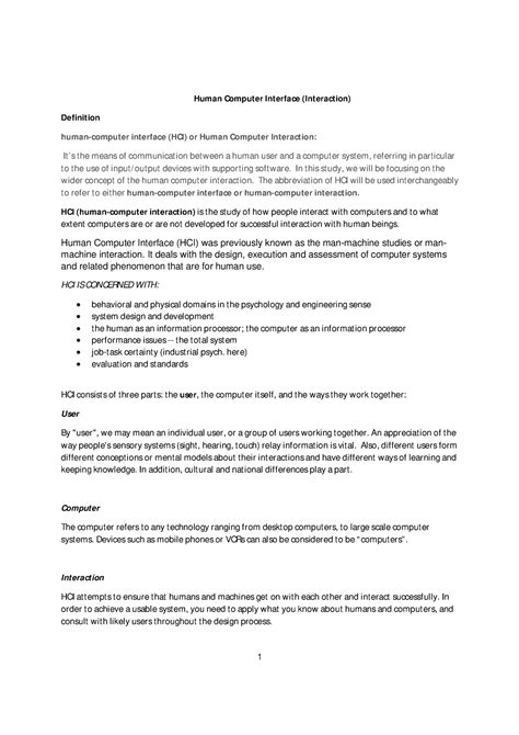 hci lesson 1 intro to hci human computer interface interaction