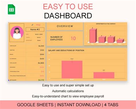 Employee Payroll Google Sheets Employee Payroll Template Summary Payroll Report Easy To Use