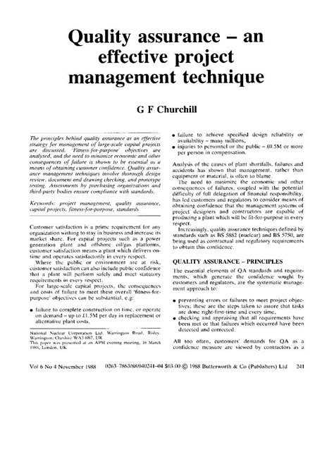 Pdf Quality Assurance — An Effective Project Management Technique Dokumen Tips