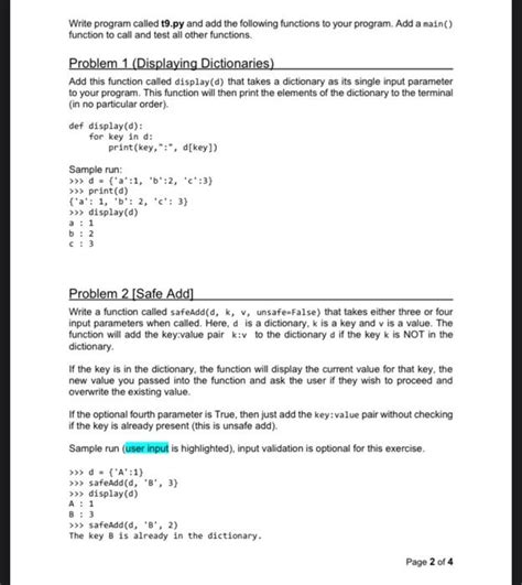 Solved Write Program Called T9py And Add The Following