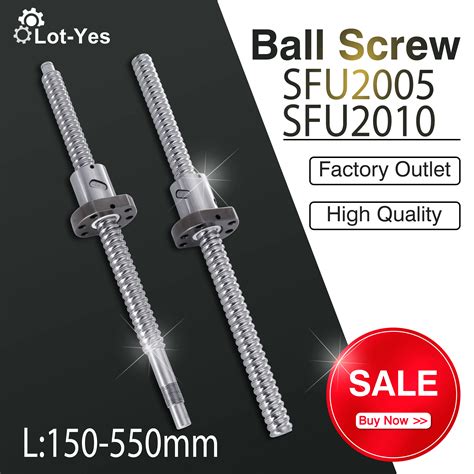왼손잡이오른손 Cnc 볼 스크류 Sfu2005 Sfu2010 L 150 550 Mm C7 전조 볼 스크류 볼 너트 금속 Sfu 2005 2010선형가이드