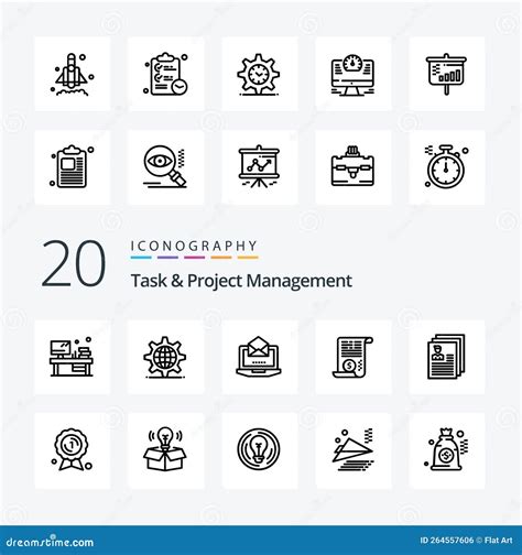 20 Task And Project Management Line Icon Pack Like Attachment Server