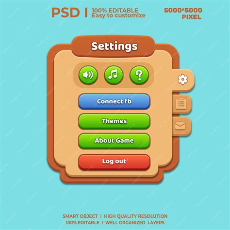 Premium Psd Setting Screen Ui 2d Game Ui User Interface Casual Game