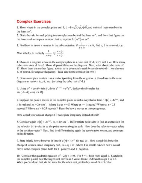 Complex Exercises Pdf Complex Exercises Pdf