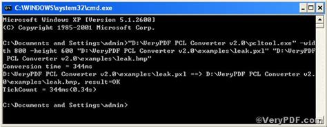 Convert Pxl To Bmp And Set Page Size Via Command Line Verypdf