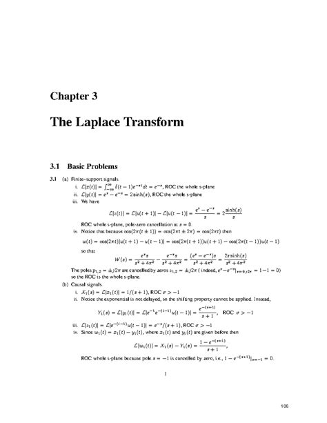 Signalsa And Systems Using Matlab Solutions Ch3 Chapter 3 The Laplace Transform 3 Basic