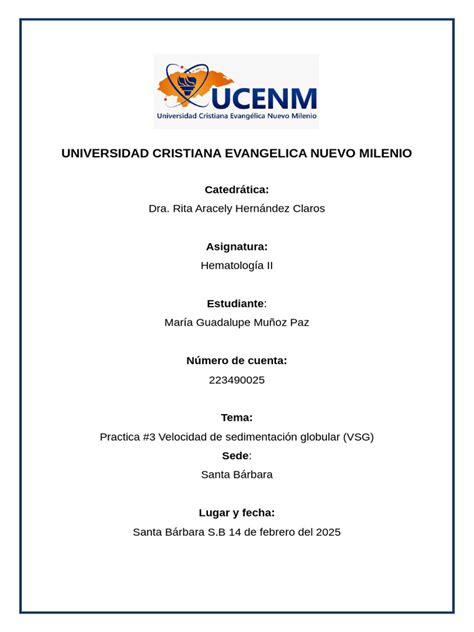 Practica 3 Velocidad De Sedimentación Globular Vsg Pdf Inflamación Medicina Clinica