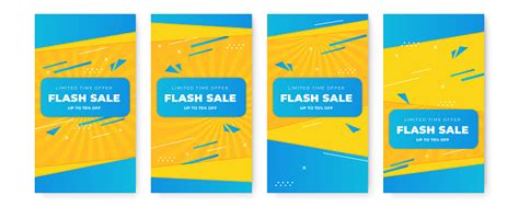 깨끗한 현대 소셜 미디어 스토리 템플릿 세트 다채로운 기하학적 배경 플래시 세일 할인 배너 템플릿 프로모션 가격에 대한 스톡