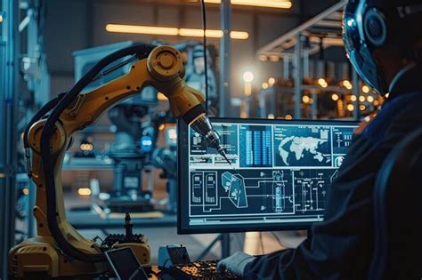 Engineer Monitors And Controls Robot Arm Automation In Smart Factory