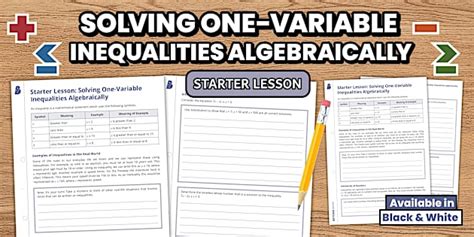 Starter Lesson Solving One Variable Inequalities Algebraically