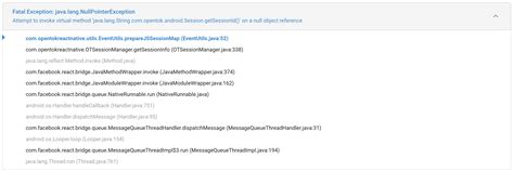 BUG Com Opentokreactnative Utils EventUtils PrepareJSSessionMap Issue Opentok Opentok
