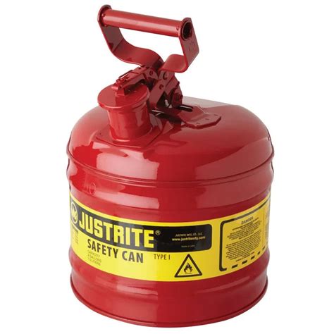 Justrite 7120100 Type I Red Steel Gas Can 2 Gallon