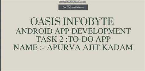 Apurva Kadam On Linkedin Oasisinfobyte Intern Androidappdevelopment