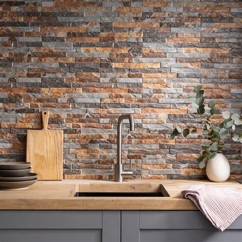 Casterton Mix Stone Effect Split Face Tiles 100 X 500mm