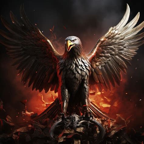 Premium Ai Image A Eagle With A Background Of Fire And Flames