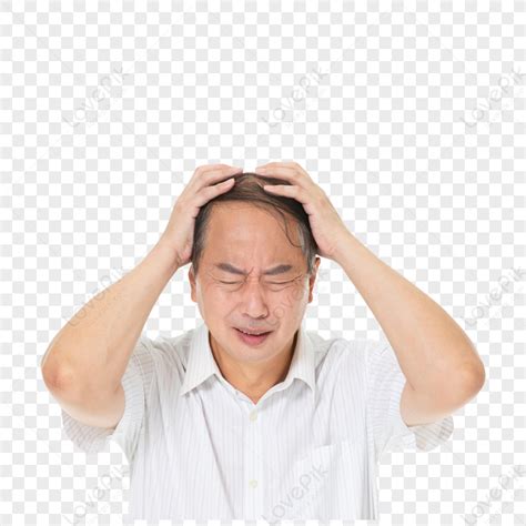 가는 머리카락을 가진 중년 아저씨 Png 일러스트 무료 다운로드 Lovepik
