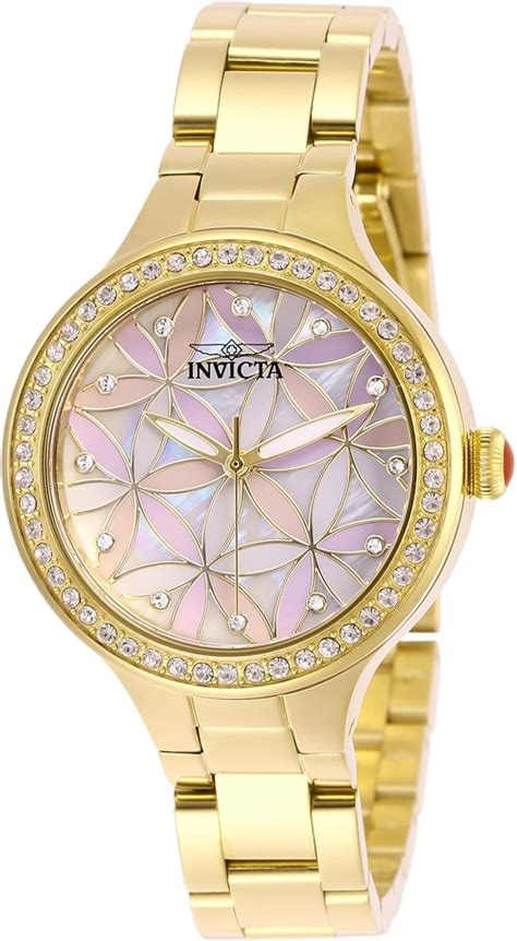 Invicta Womens Wildflower Quartz Gold Watch With Pink Dial