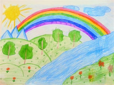 Детские рисунки природы красками 67 фото