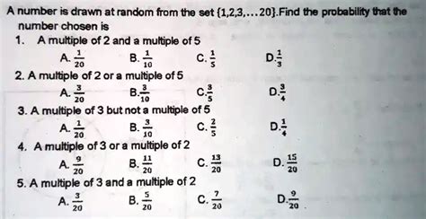 solved a number is drawn at random from the set 1 2 3 eda 20 find the