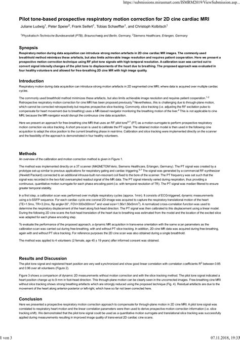 Pdf Pilot Tone Based Prospective Respiratory Motion Correction For 2d Cine Cardiac Mri