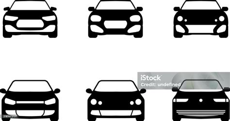 자동차 아이콘입니다 스쿠터 자동차 밴 트럭 및 기타 차량 수집 운송 아이콘 자동차 실루엣입니다 정면 및 측면 View 자동차