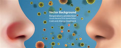 알레르기 및 질병 바이러스 및 박테리아 먼지 및 먼지로부터 호흡기 및 코를 보호하는 광고를위한 벡터 템플릿 알레르기에 대한 스톡 벡터 아트 및 기타 이미지 Istock