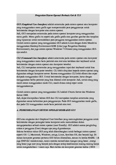 Doc Pengertian Sistem Operasi Berbasis Gui And Cli