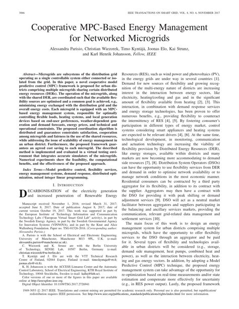 pdf cooperative mpc based energy management for networked microgrids