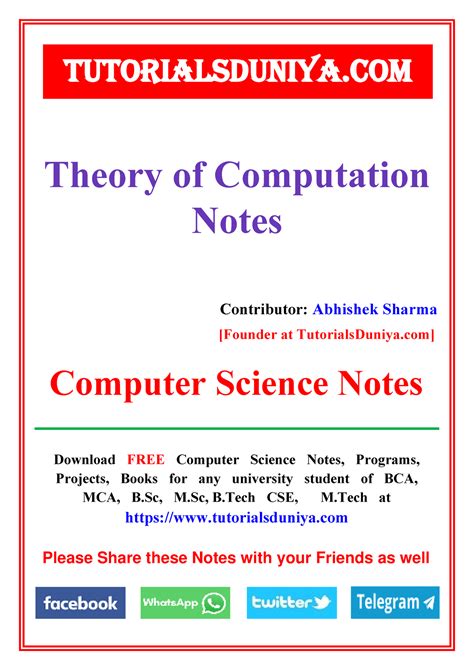Theory Of Computation Notes 6 Download Free Computer Science Notes Programs Projects Books