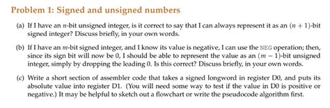 problem 1 signed and unsigned numbers a if i have