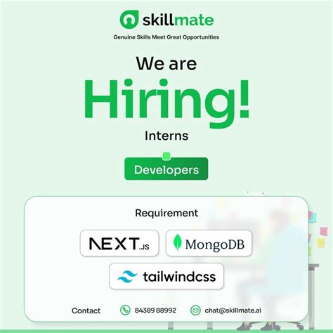 Skillmate On Linkedin Hiring Interns Developers Nextjs Mongodb