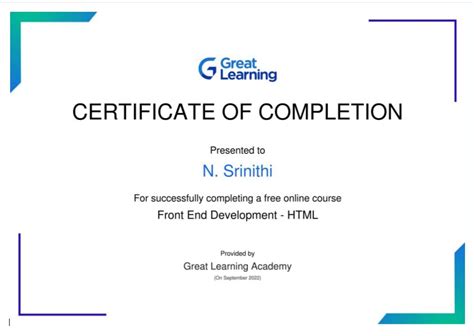 Srinithi N On Linkedin Greatlearning Frontenddevelopment