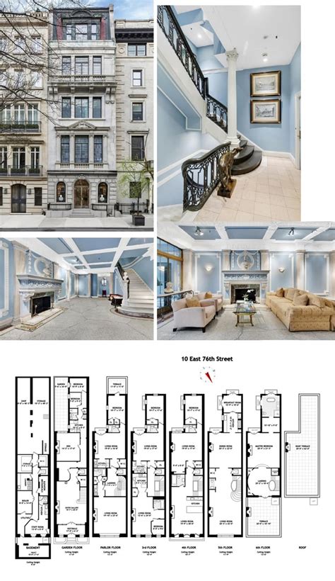Brownstone Floor Plan With Three Balconies On Each Level