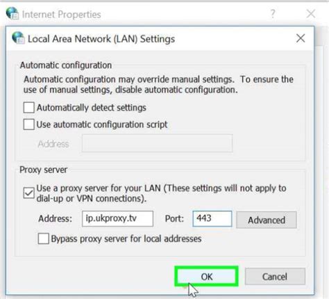 Press OK To Save The Proxy Configuration