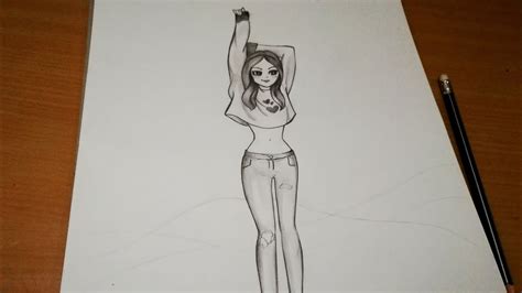 How To Draw A Cute Girl In Crop Top Easy Drawing Youtube