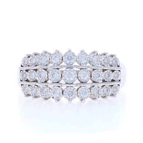 White Gold Diamond Tiered Cluster Ring 10k Round Brilliant 100ctw