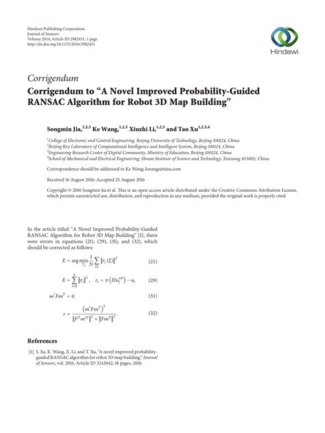 Pdf Corrigendum To “a Novel Improved Probability Guided Ransac