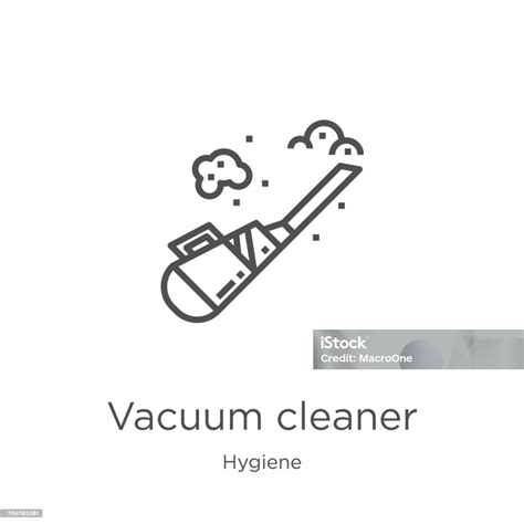 위생 컬렉션에서 진공 청소기 아이콘 벡터입니다 얇은 라인 진공 청소기 개요 아이콘 벡터 일러스트 레이 션 웹 사이트 디자인 및 모바일 앱 개발을 위한 윤곽 얇은 라인 진공