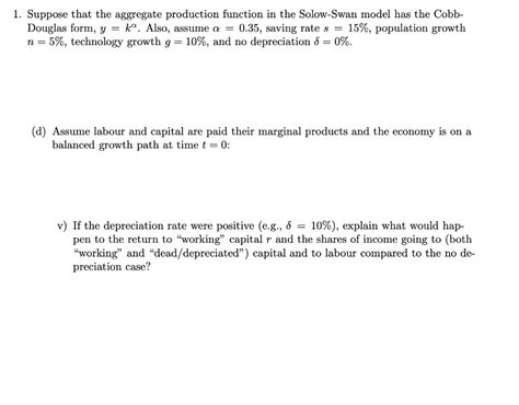 Solved 1 Suppose That The Aggregate Production Function In