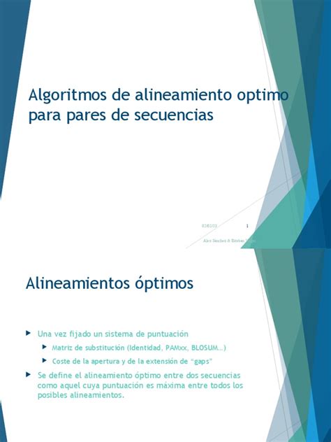 Algoritmos De Alineamiento Optimo Para Pares De Secuencias Pdf