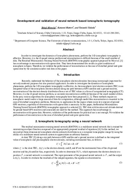 Pdf Development And Validation Of Neural Network Based Ionospheric Tomography