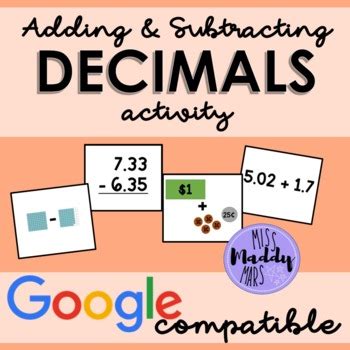 Adding And Subtracting Decimals Activity Distance Learning By MissMaddyMars