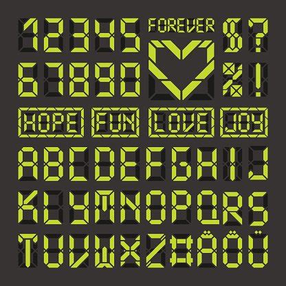 Digital Led Font Alphabet Letters And Numbers Royalty Free Vector Stock FreeImages
