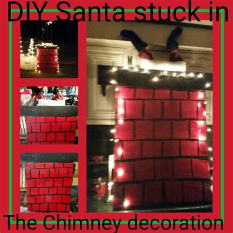 A Diy Santa Stuck In The Chimney Decoration Using Some Wood I Had