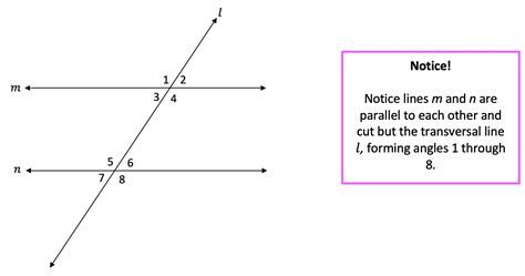 transversals and parallel lines geometry math lessons