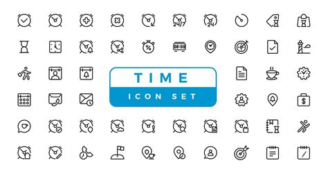 Time And Clock Calendar Timer Line Icons 42598066 Vector Art At Vecteezy