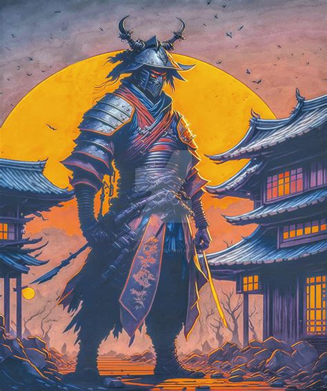 Warrior Determined Japanese Japan Sword Temple War By Sytacdesign On