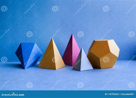 Abstract Geometric Figures Three Dimensional Dodecahedron Pyramid Tetrahedron Cube Rectangular