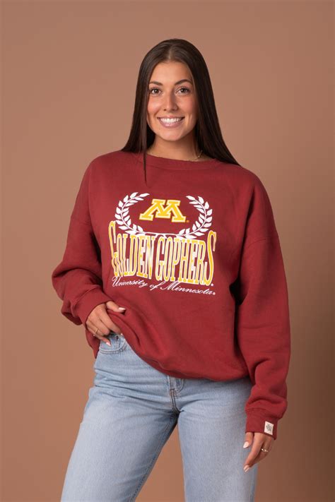 Minnesota Golden Gophers Vintage Script Crew Neck Fan Girl Clothing
